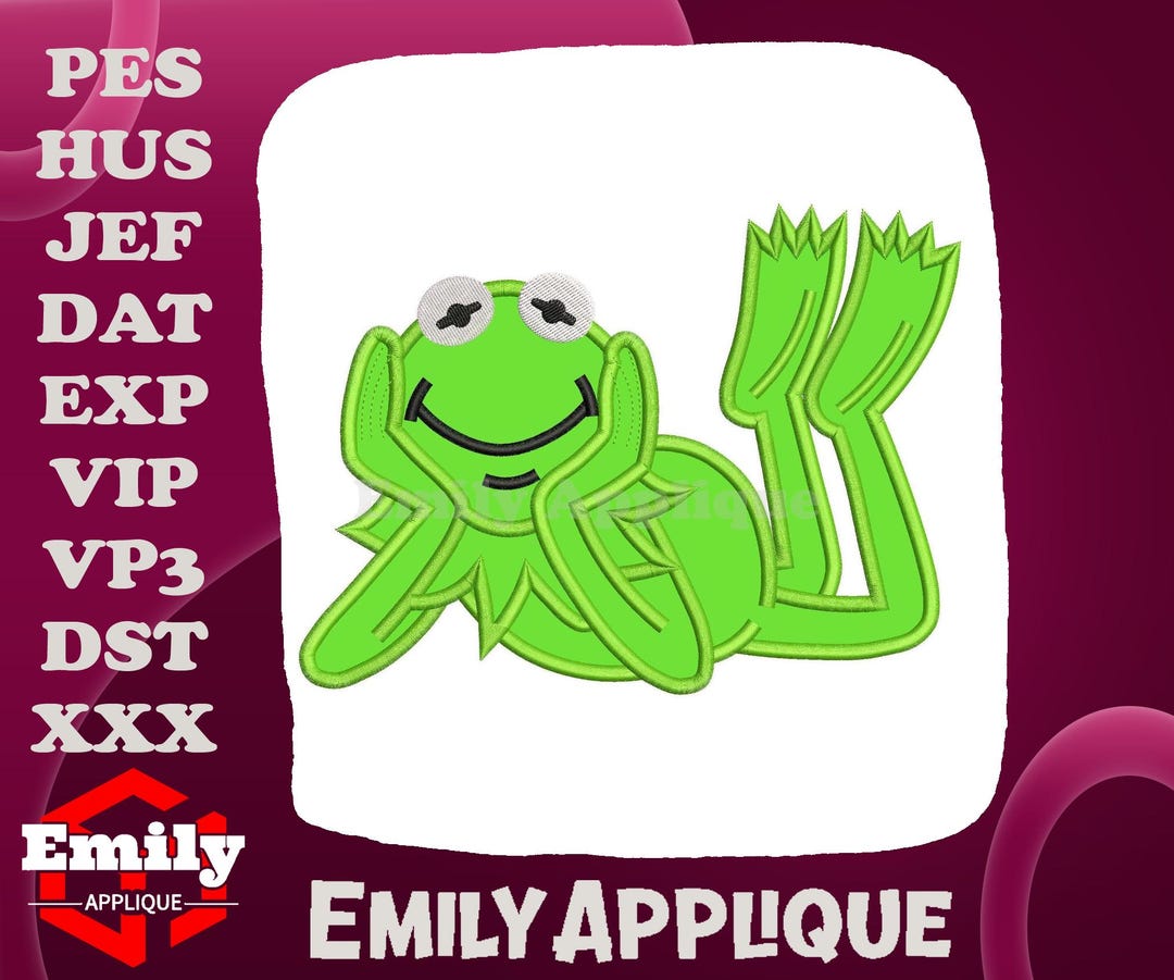 Kermit_the_frog_sesame_street_applique_embroidery_design 12 Formats ...