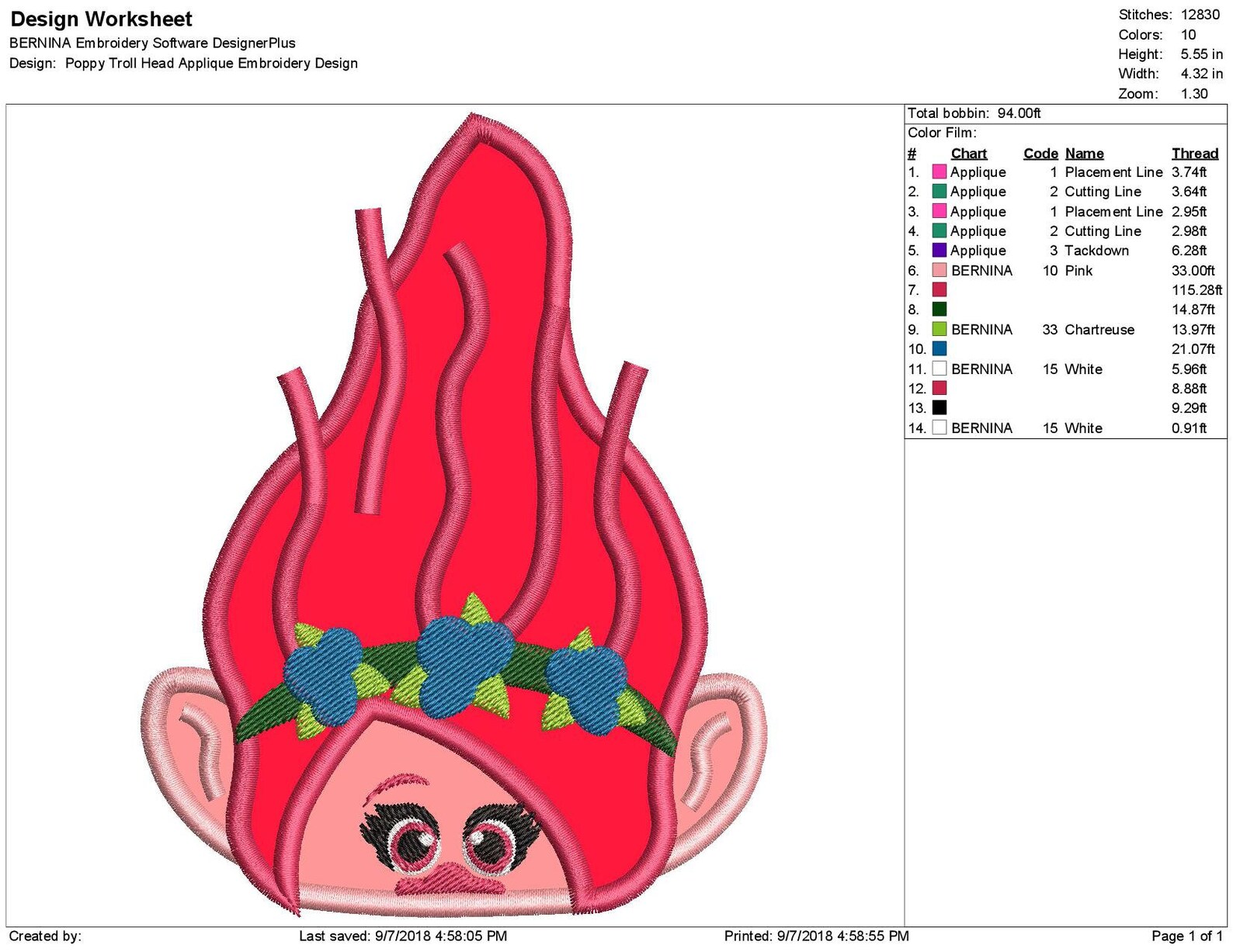 Poppy Troll Head Applique Embroidery Design Instant Download | Etsy