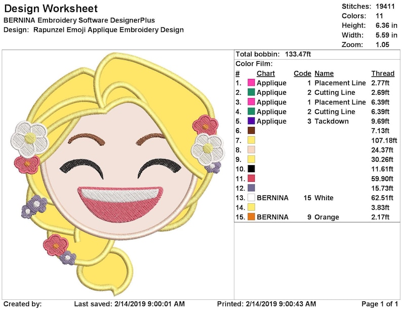 Rapunzel Emoji Applique Embroidery Design Instant Download - Etsy