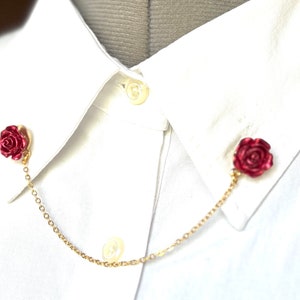 Red Rose Petal Collar Chain Passion Rose Collar Pin Romantic Rose ...