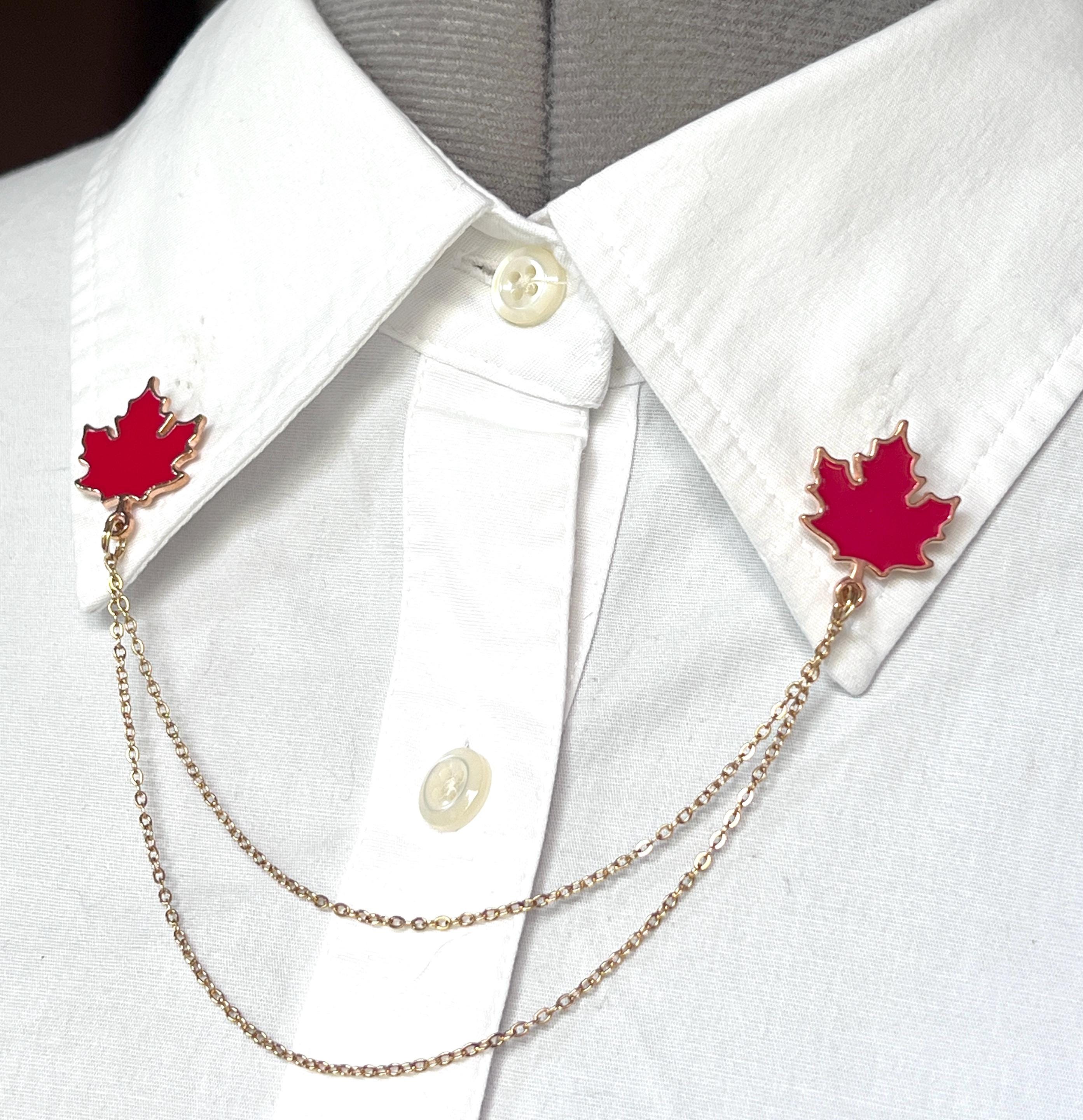 Maple Leaf Collar Chain Dark Red Maple Leaf Collar Pin Plant Lapel Pin ...