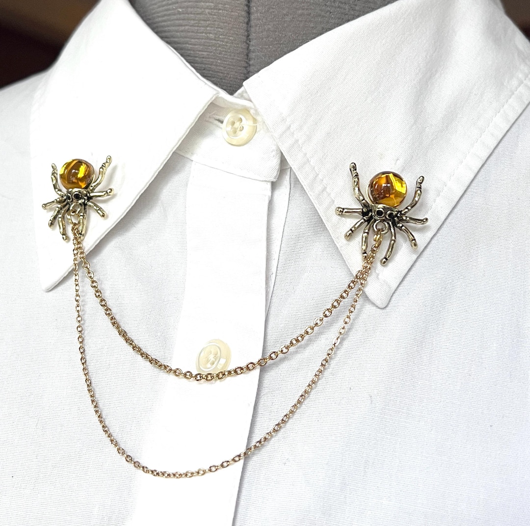 Gold Spider Collar Chain – Collar Pin – Insect Collar Brooch - Lapel ...