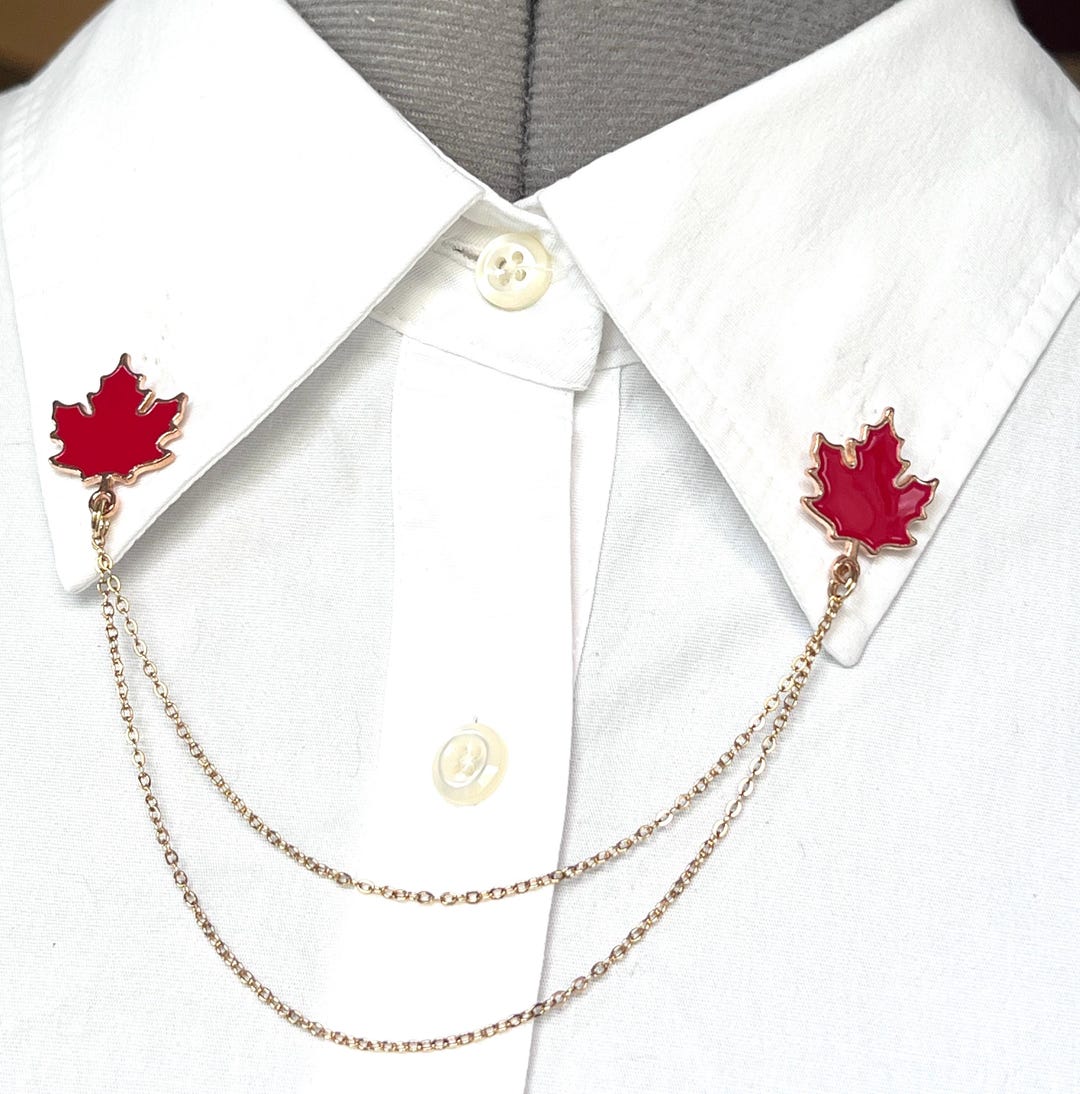 Maple Leaf Collar Chain Dark Red Maple Leaf Collar Pin Plant Lapel Pin ...