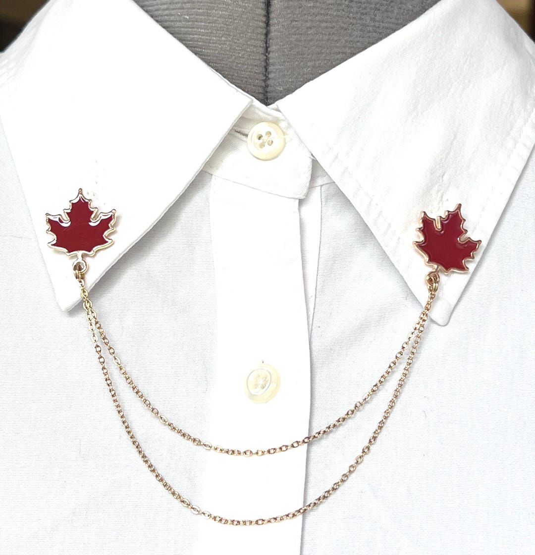 Maple Leaf Collar Chain – Dark Red Maple Leaf Collar Pin – Plant Lapel ...