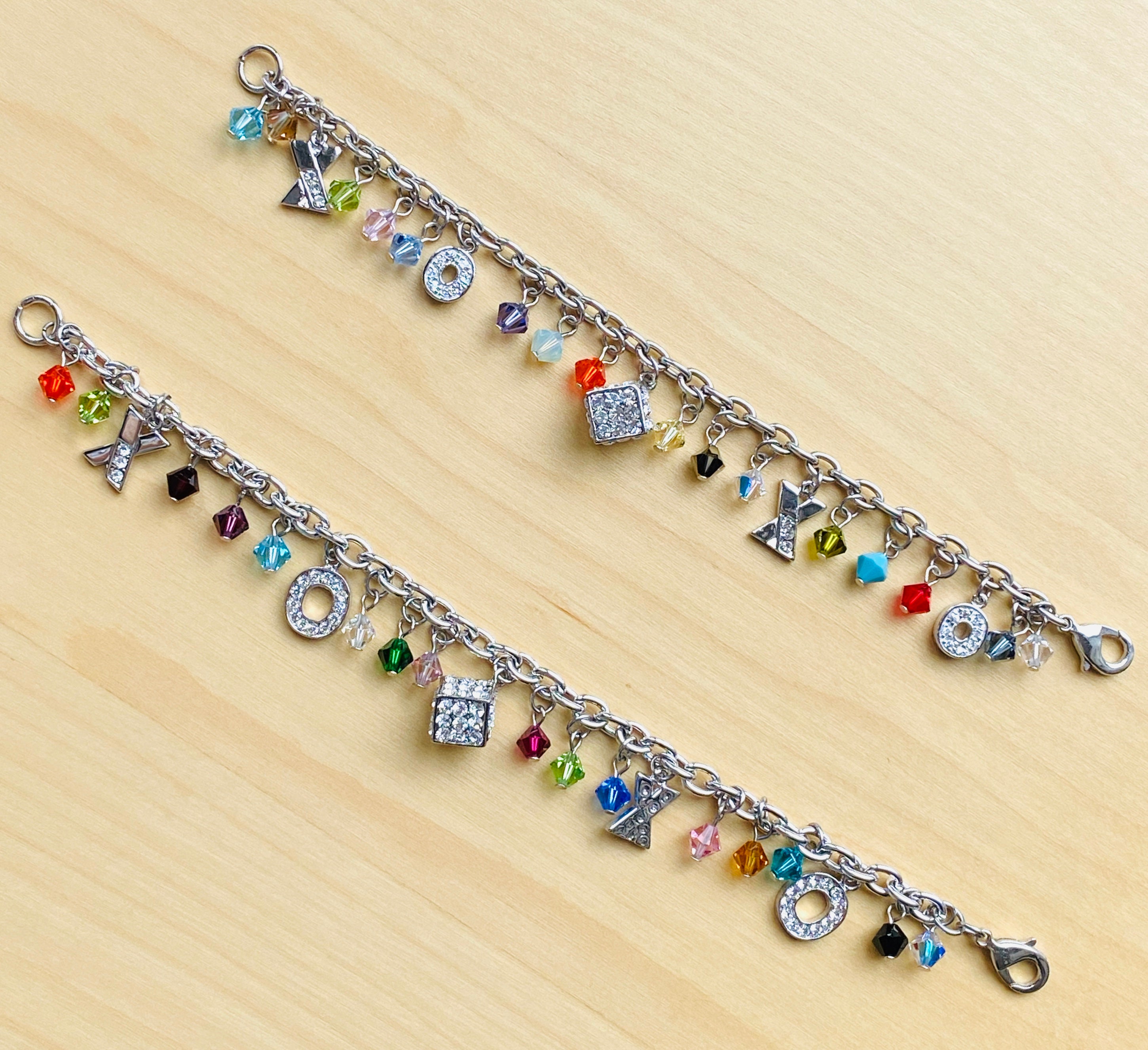 Bracciale Rainbow Swarovski Crystal Rhodium XOXO 18-20cm, bracciale artigianale lady, bracciale ...