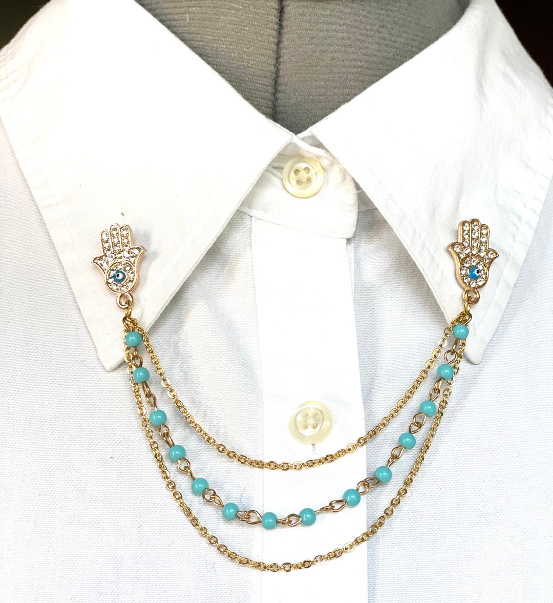 Hamas Hands Collar Chain Baby Blue Collar Chain Opaque Royal Blue Chain ...