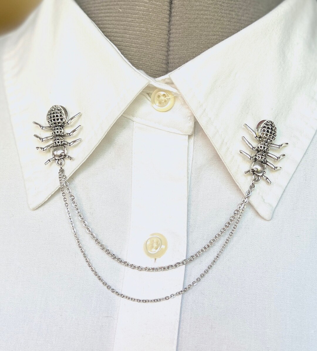 Silver Ants Collar Chain – Nature Insect Collar Pin – Ant Insects Lapel ...