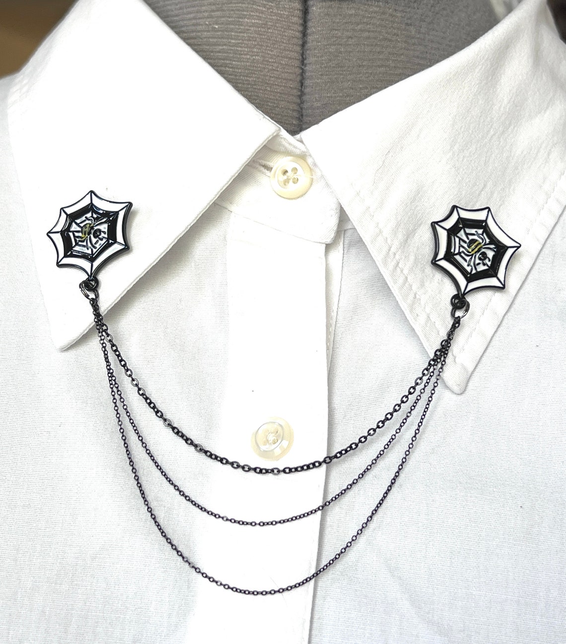 Spider Web Collar Chain – Cobweb Collar Pin – Spider Net Lapel Pin ...