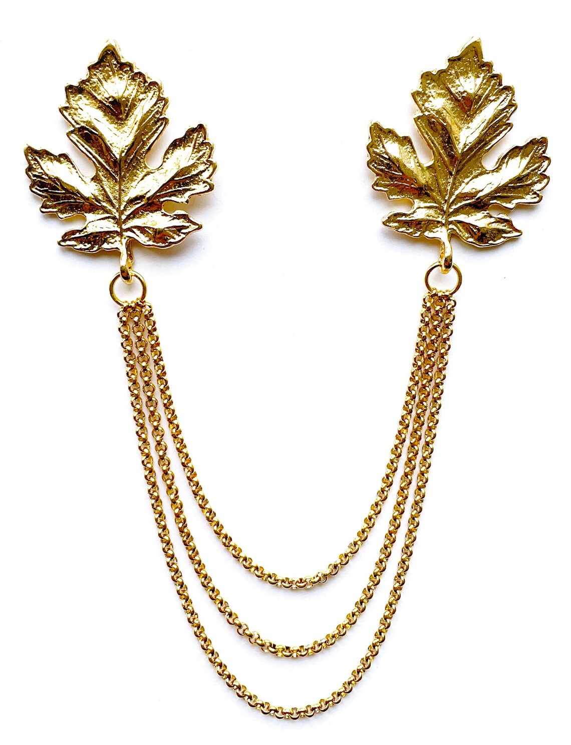 Golden Maple Leaf Collar Chain – Collar Pin - Collar Brooch - Lapel Pin ...