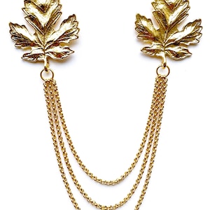 Golden Maple Leaf Collar Chain – Collar Pin - Collar Brooch - Lapel Pin ...