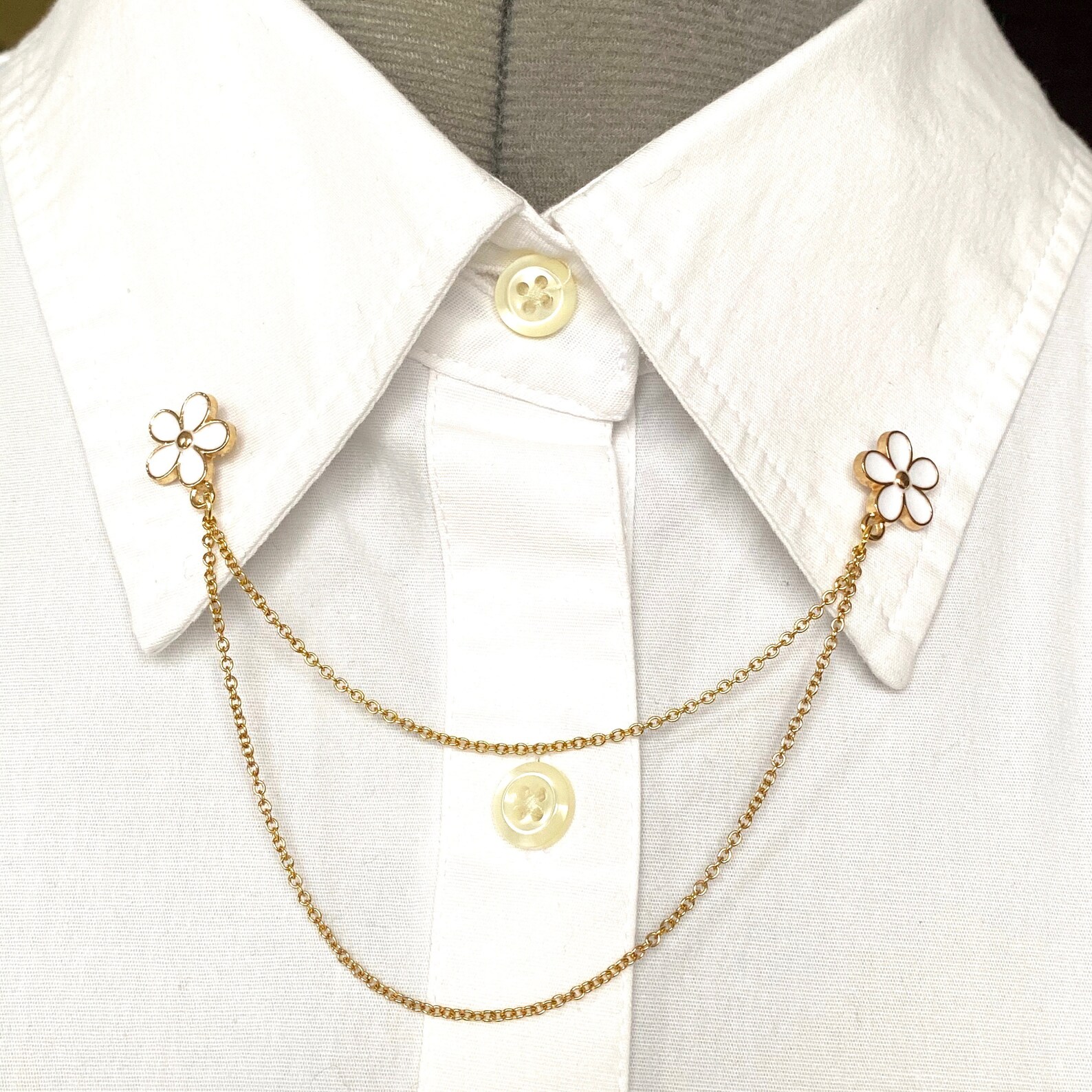 Little Daisy Collar Chain Collar Clips Kraag Pin Lovely Daisy Revers ...