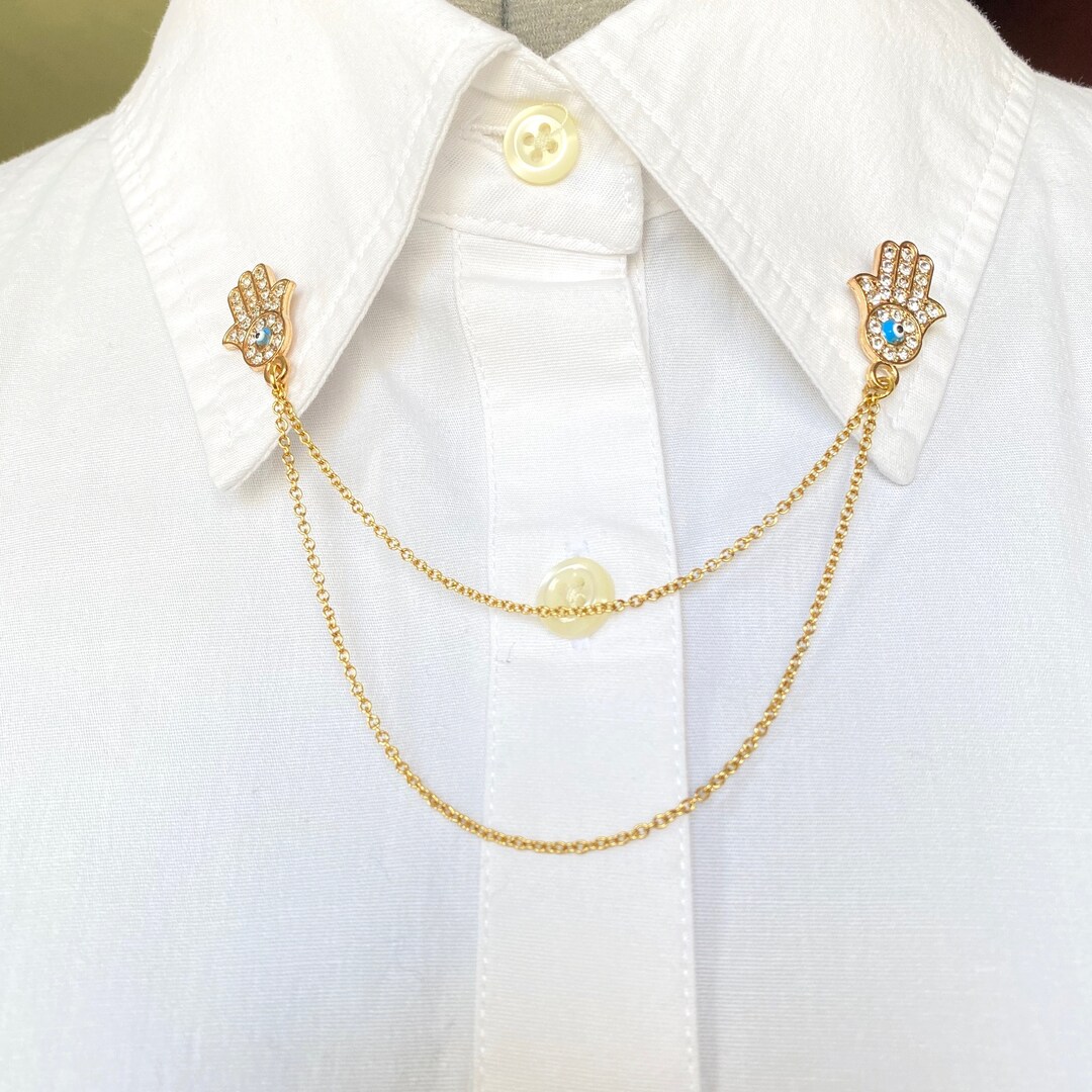 Hamsa Hand Collar Chain Collar Pin Collar Brooch Lapel - Etsy