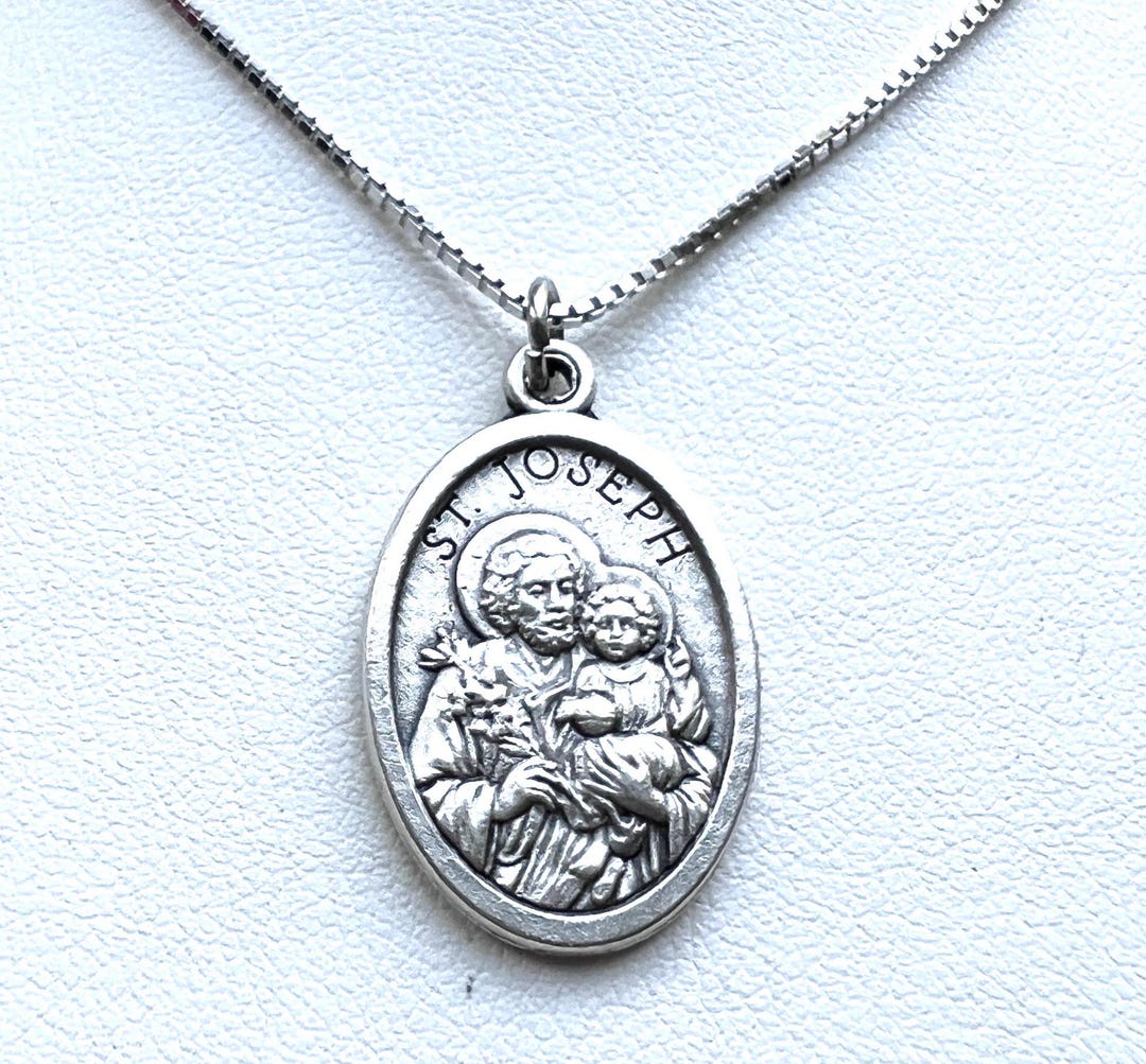 St. Joseph & Sterling Silver 925 Chain Necklace: St. Joseph Patron of ...