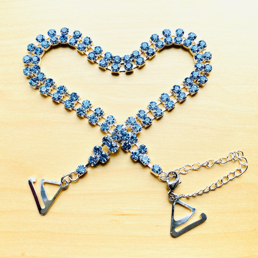 Double Row Blue Crystal Bra Straps Evening Dress Shoulder Straps ...
