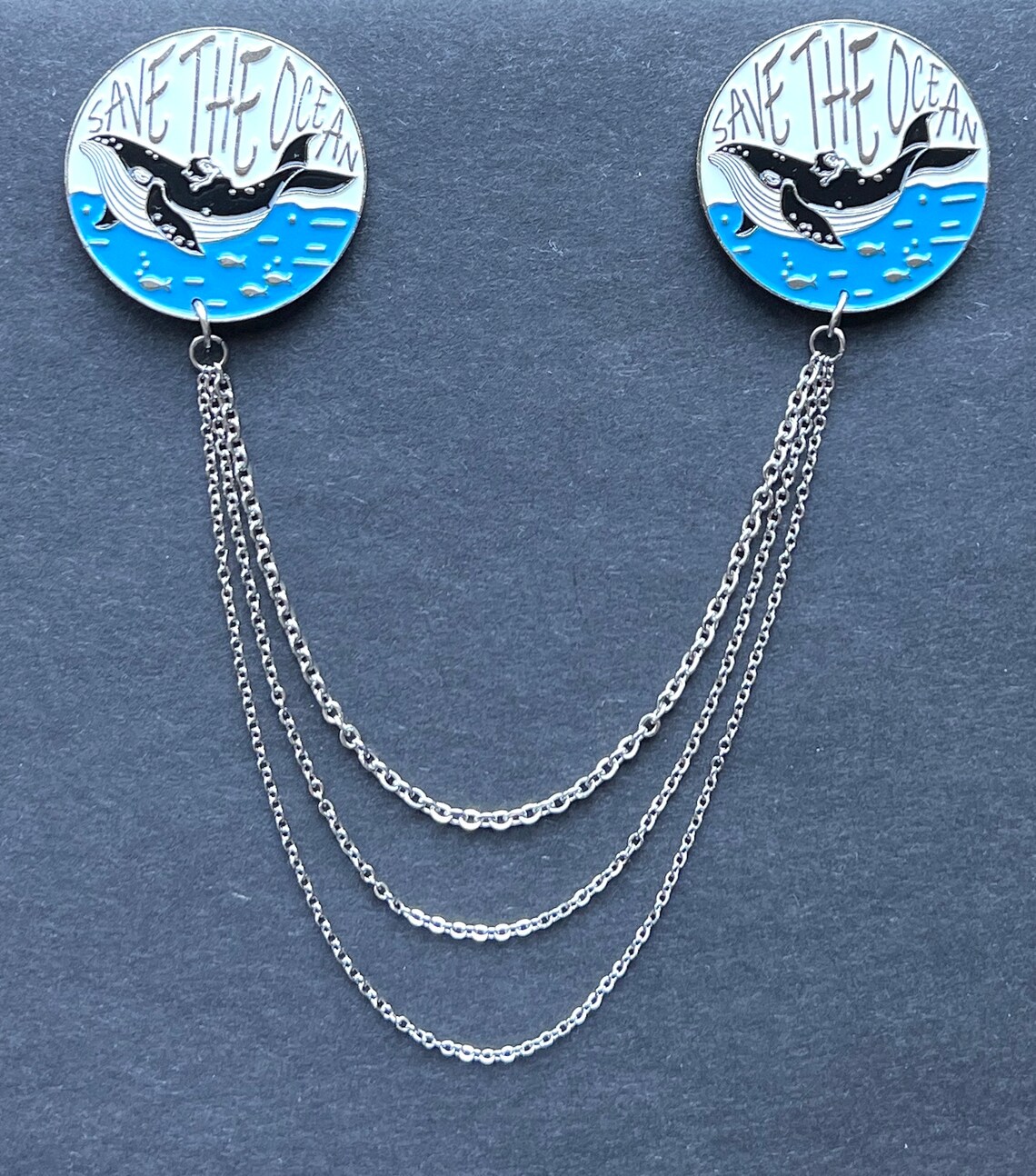 Save the Ocean Collar Chain Ocean Whale Collar Pin Ocean - Etsy