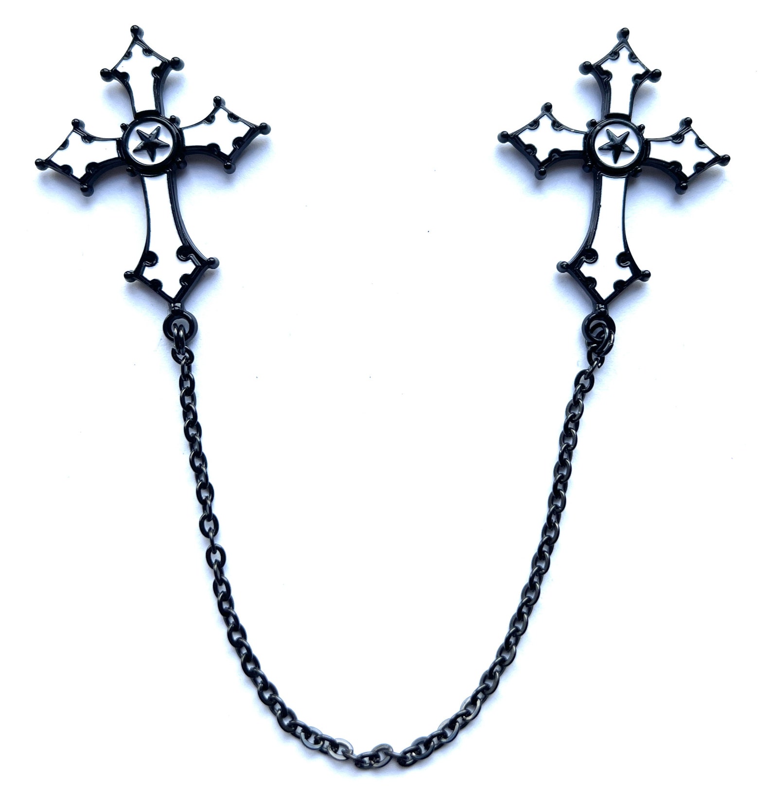 Gothic Cross Collar Chain – White Cross Collar Pin – Chic Cross Lapel ...