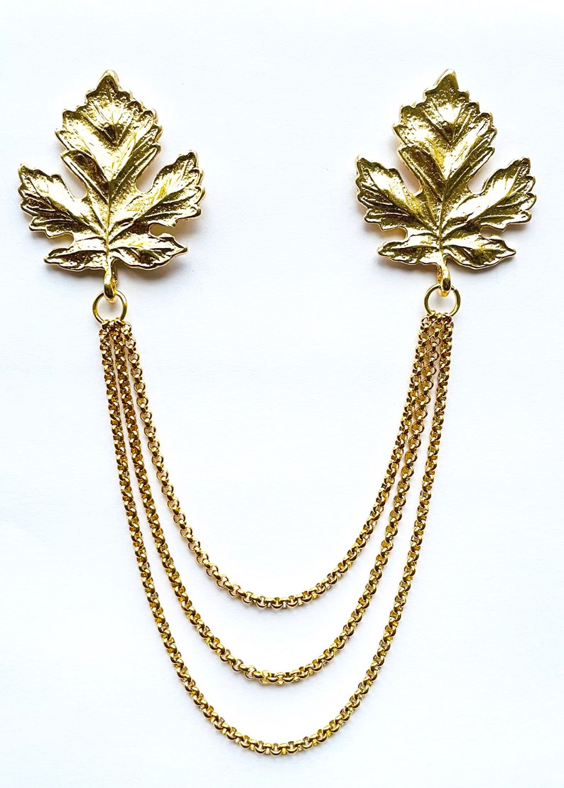 Golden Maple Leaf Collar Chain Collar Pin Collar Brooch - Etsy