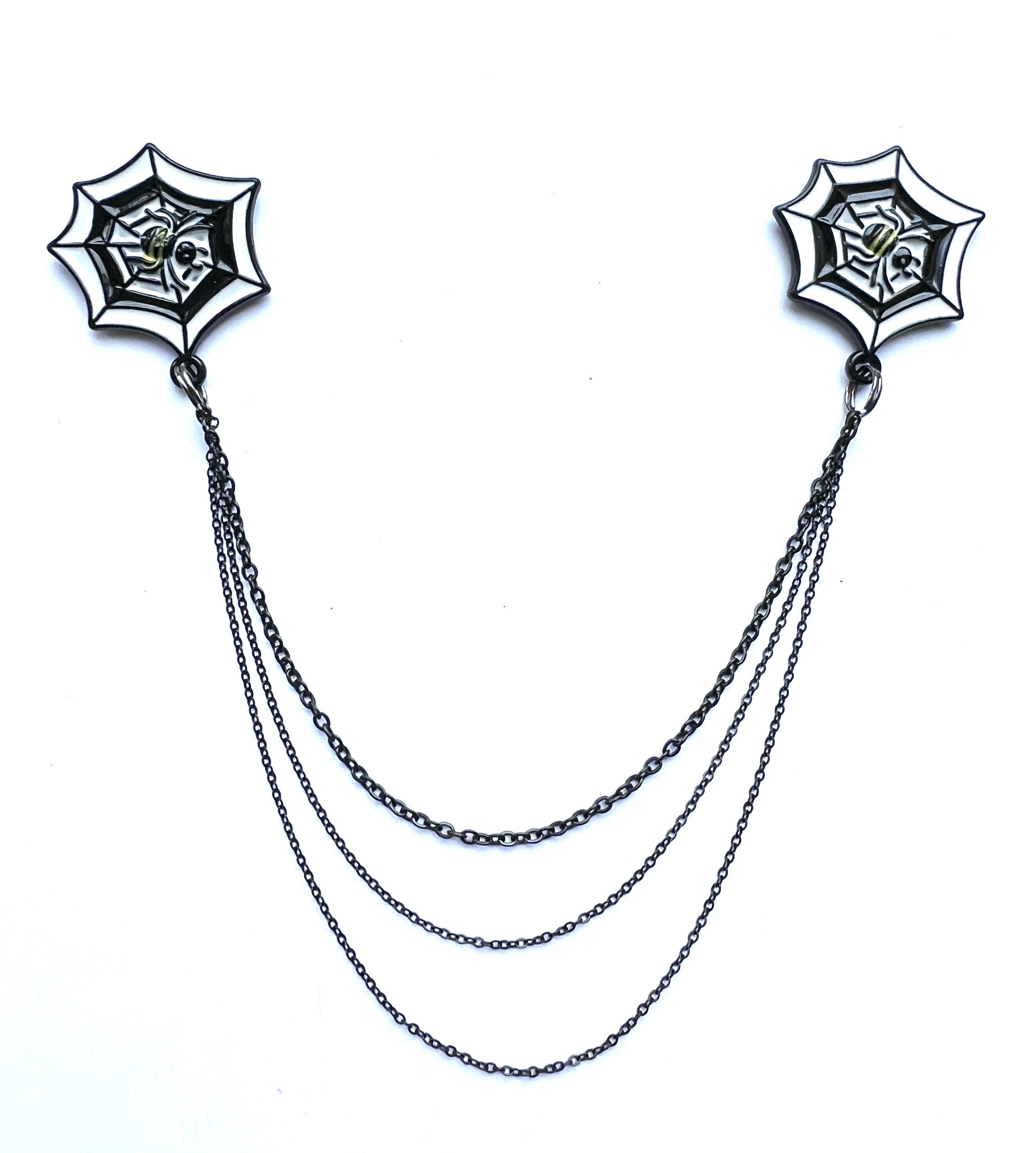 Spider Web Collar Chain – Cobweb Collar Pin – Spider Net Lapel Pin ...