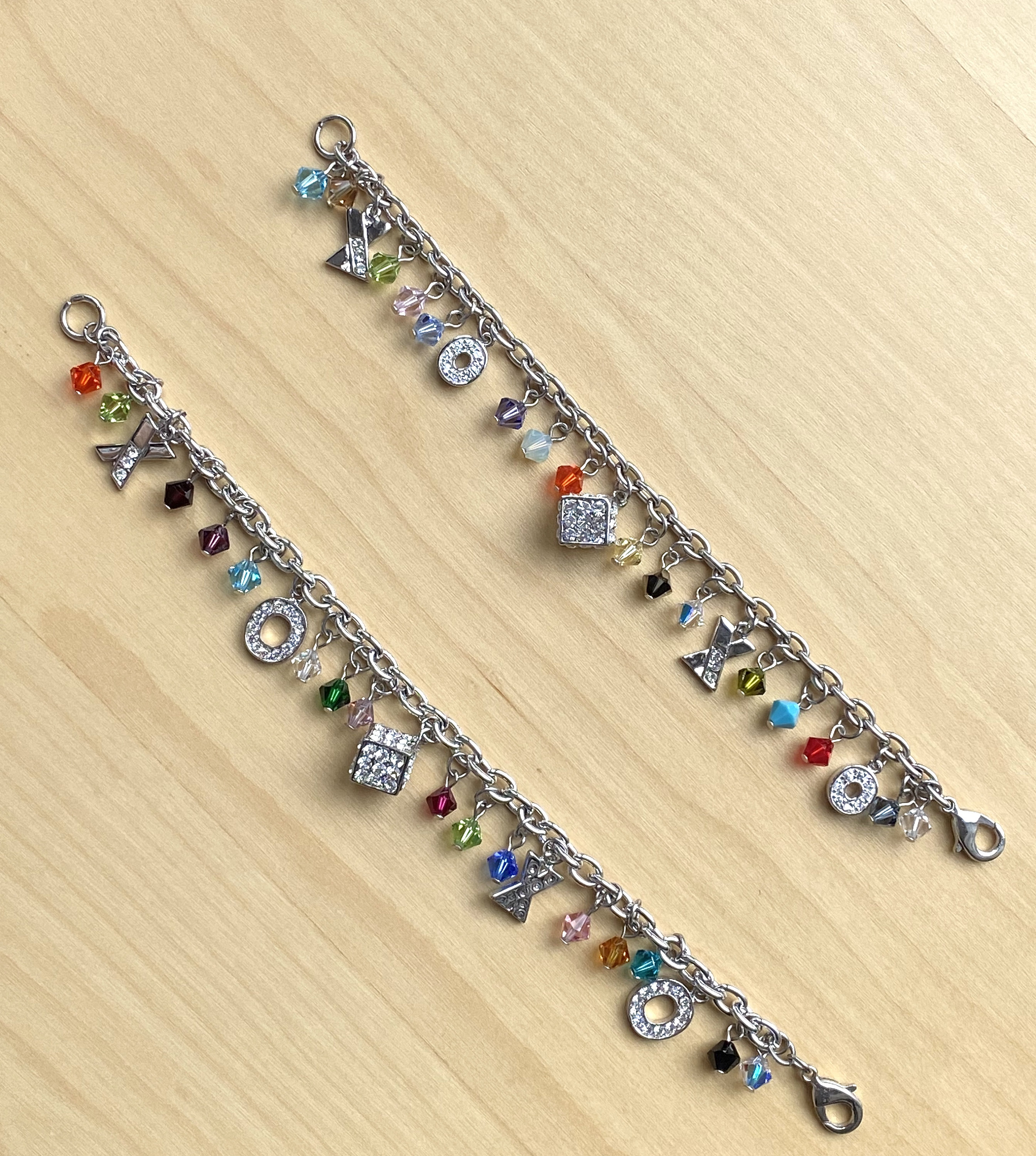 Bracciale Rainbow Swarovski Crystal Rhodium XOXO 18-20cm, bracciale artigianale lady, bracciale ...