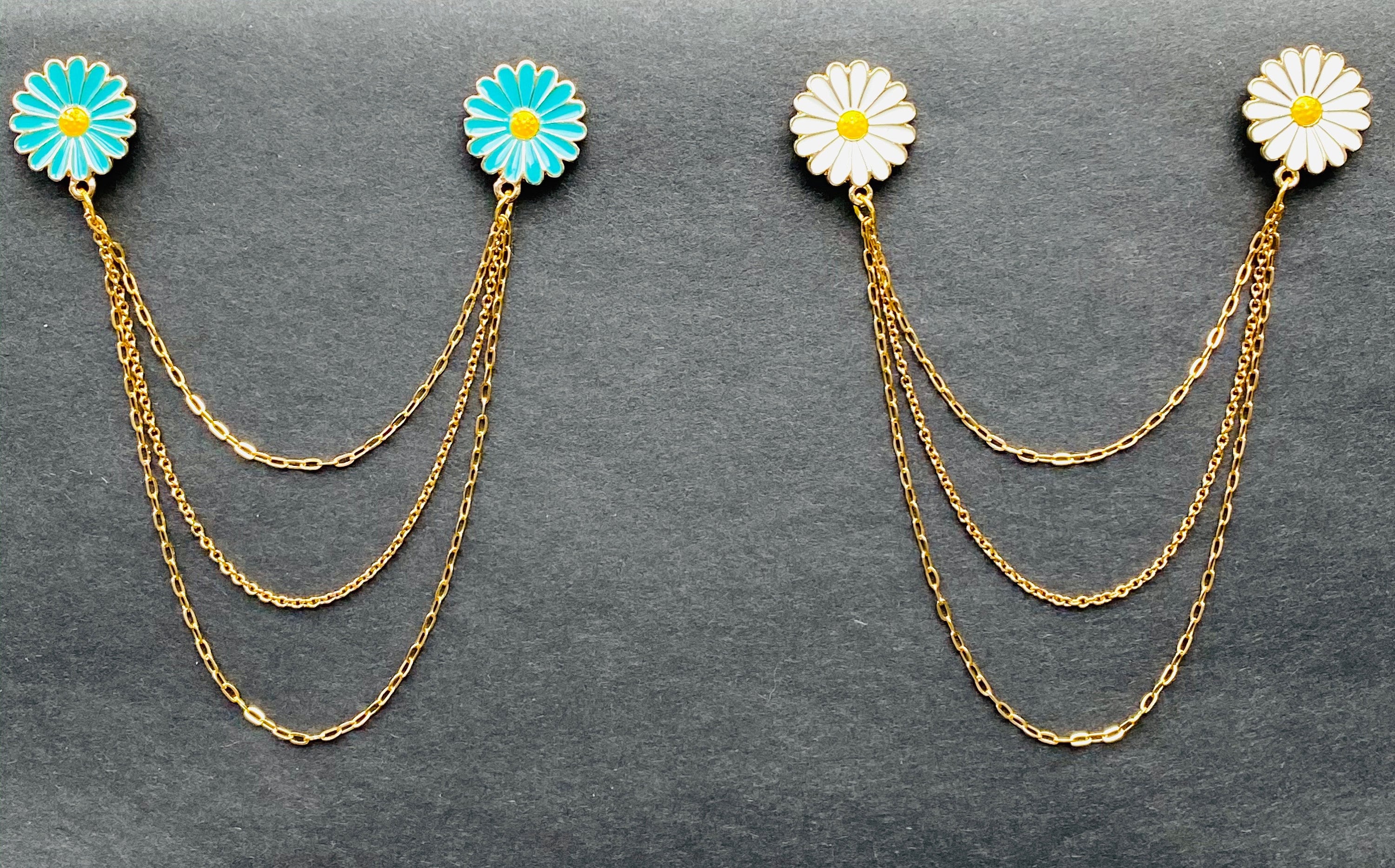Enamel Chrysanthemum Collar Chain Collar Clips Collar Pin - Etsy