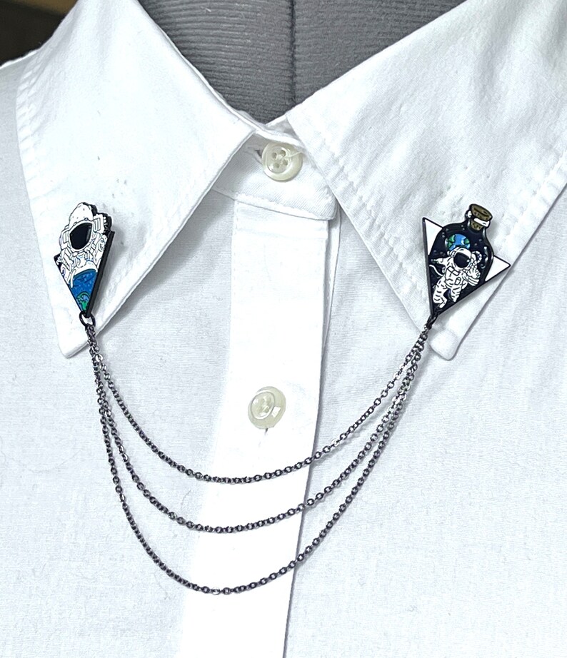 Astronaut Chain Collar Clips– Spacemen Collar Pin – Space Travel Lapel ...