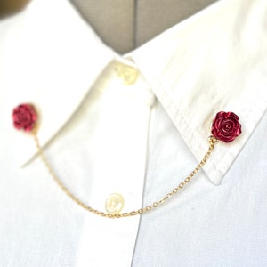 Red Rose Petal Collar Chain Passion Rose Collar Pin Romantic Rose ...