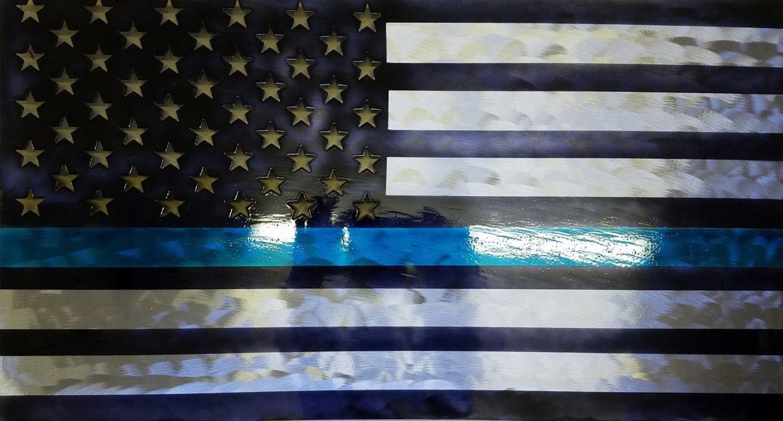 Metal CNC Cut Thin Blue Line Flag - Etsy