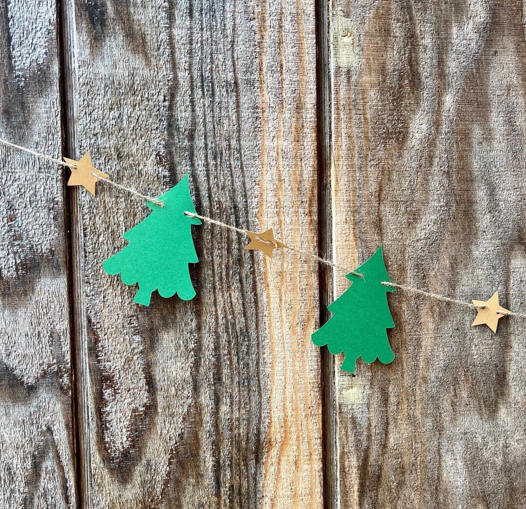 Starry Woodland Paper Garland - Christmas Tree, Star, Holiday, Decor ...