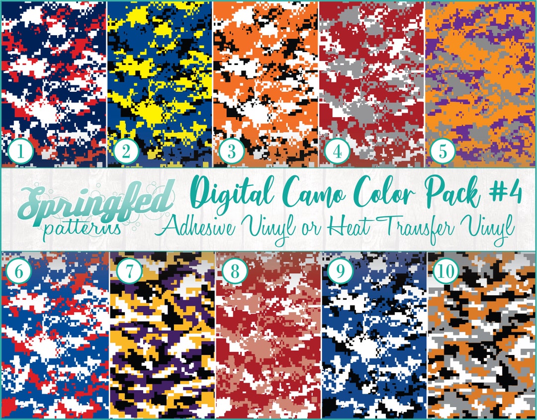 Digital Camouflage Patterns Assortment 4 Craft Vinyl, Adhesive Vinyl ...