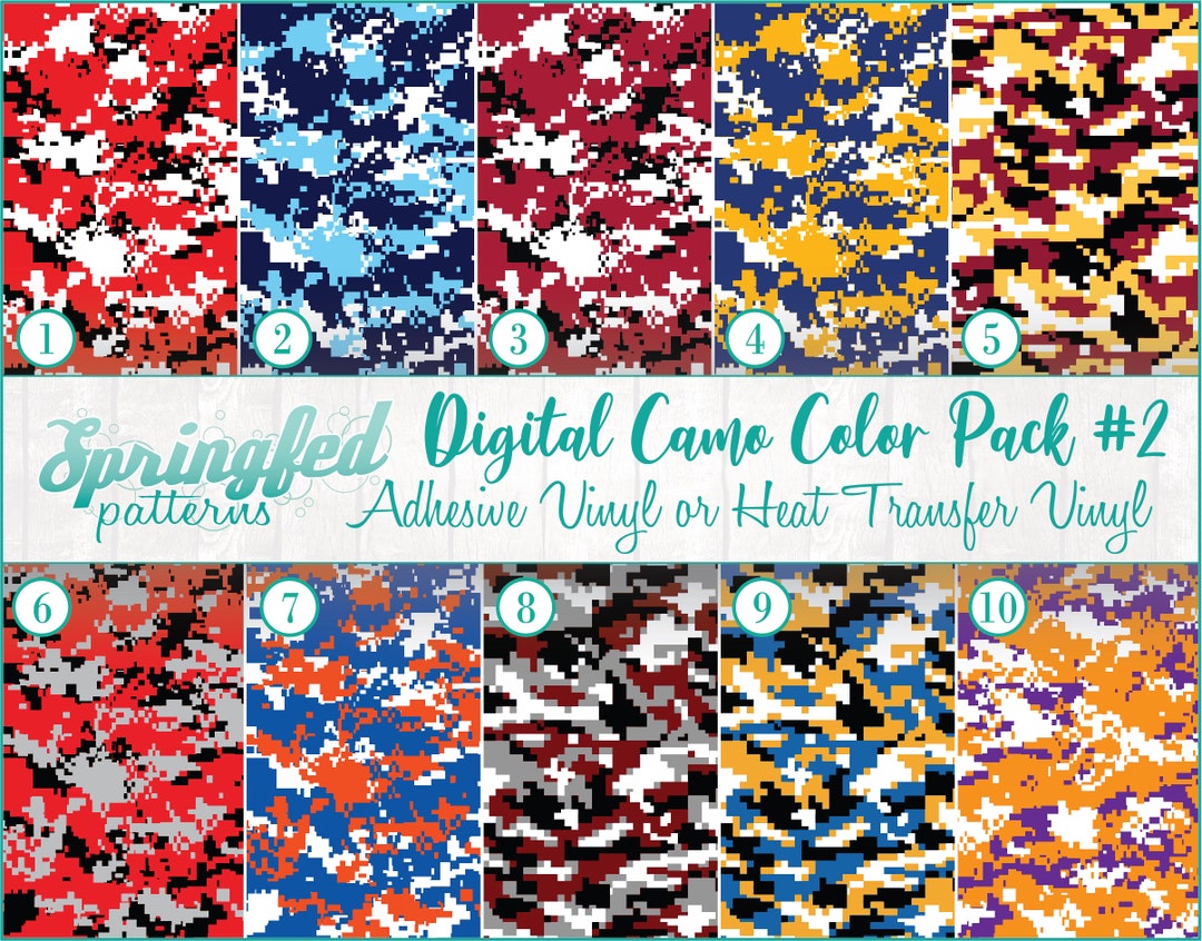 Digital Camouflage Patterns Assortment 2 Craft Vinyl, Adhesive Vinyl ...