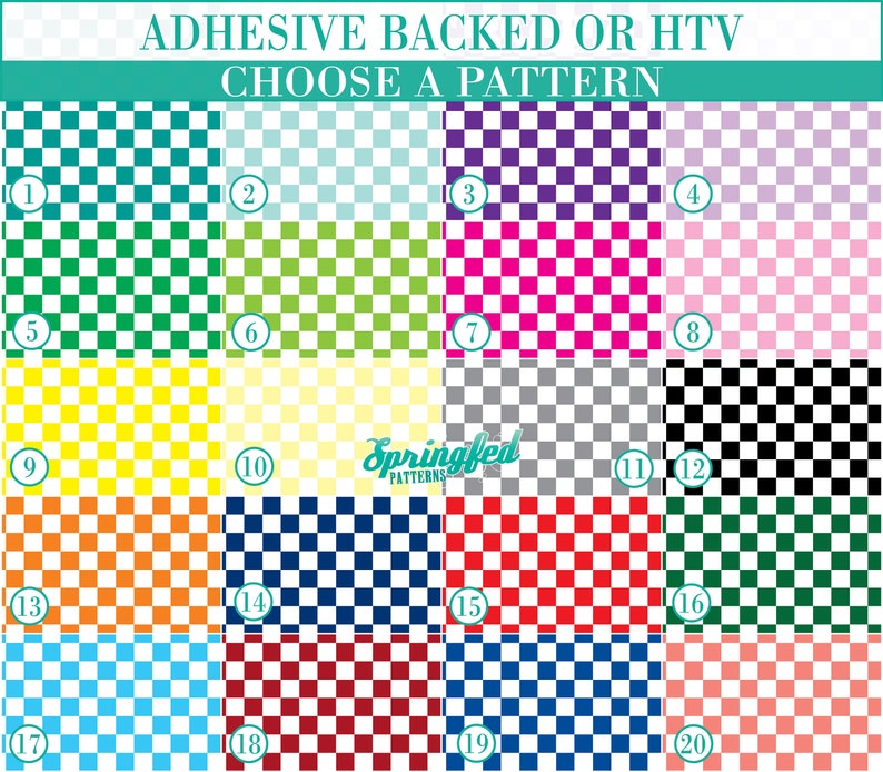Medium Checkered Pattern 1 Basic Colors YOUR CHOICE Adhesive - Etsy