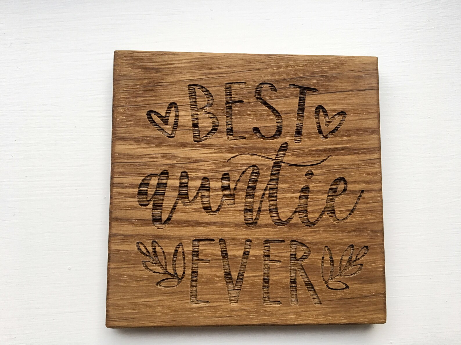Best Auntie Ever Oak Coaster, Engraved Aunt Gift - Etsy