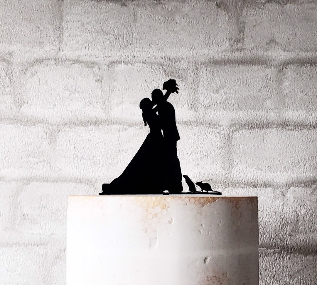 Rat Wedding Cake Topper With Bride Groom and 2 Rats Silhouette - Etsy
