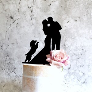 Spaniel Wedding Cake Topper: Bride, Groom & Dog Silhouette - Etsy