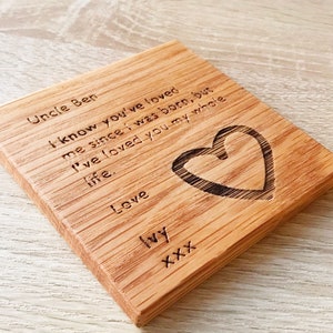 Personalised Oak Coaster Letterbox Gift, Christmas Present for ...