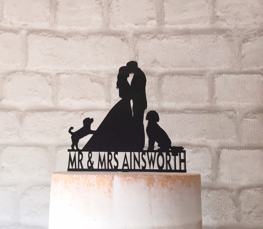Labradoodle and Cockapoo Wedding Cake Topper, Couple and 2 Dogs ...