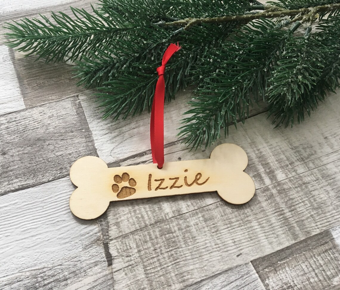 Personalised Dog Bone Christmas Ornament Wooden Christmas - Etsy