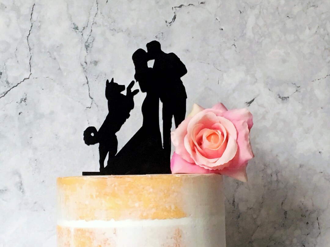 Husky Wedding Cake Topper: Bride, Groom & Dog Silhouette - Etsy