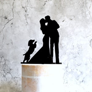 Spaniel Wedding Cake Topper: Bride, Groom & Dog Silhouette - Etsy