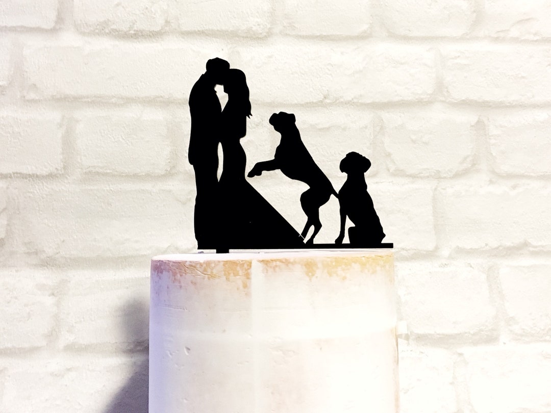 Boxer Dog Wedding Cake Topper: Bride, Groom Silhouette - Etsy