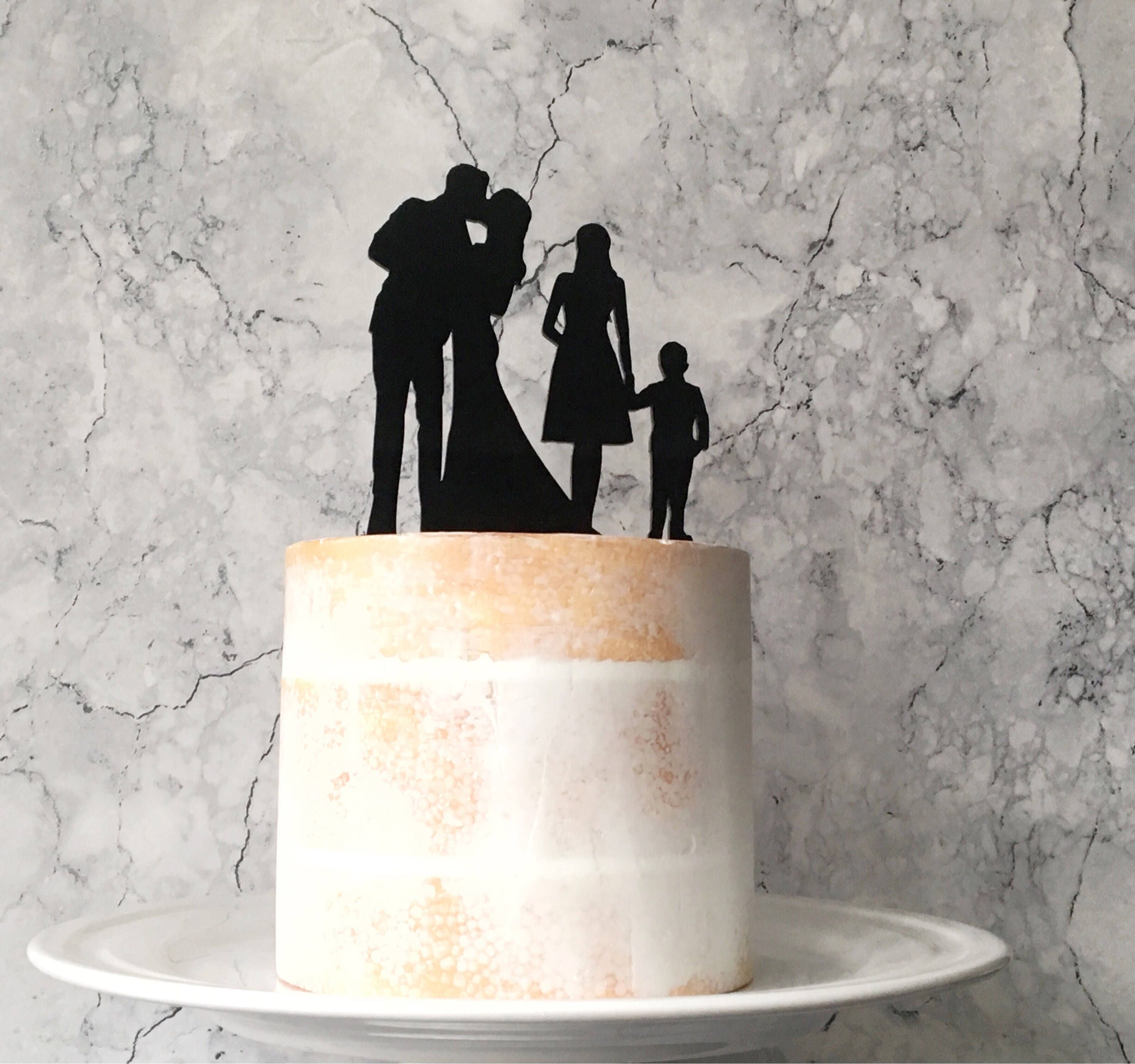 Family Cake Topper Silhouette Family Wedding Cake Topper With | Etsy