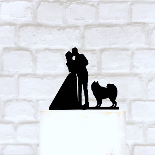 Bride Groom and Samoyed Dog Wedding Cake Topper - Etsy