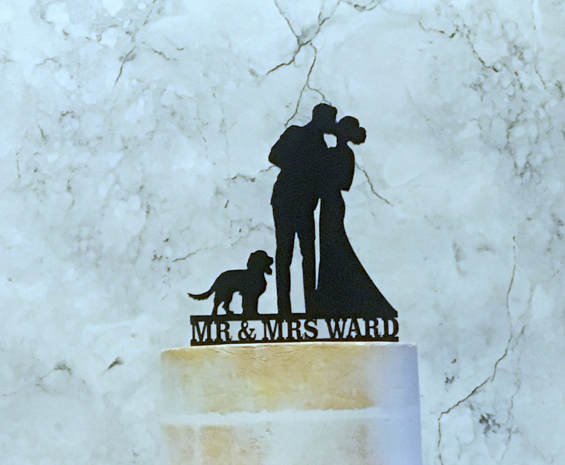 Springer Spaniel Wedding Cake Topper: Bride, Groom & Dog Silhouette - Etsy