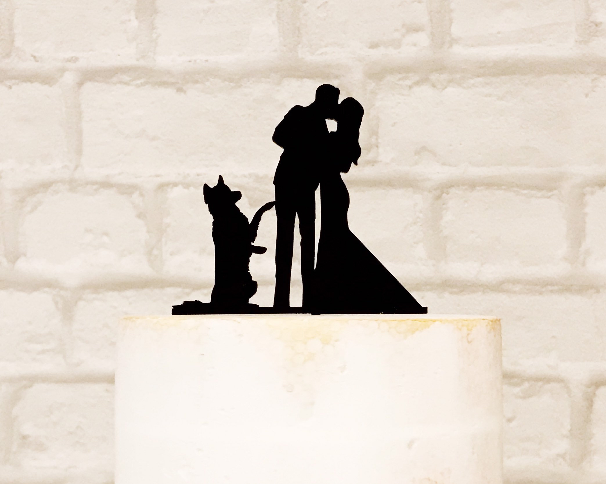 Acrylic Border Collie Cake Topper With Bride and Groom in Silhouette ...