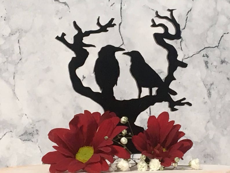 Raven Wedding Cake Topper, Gothic Cake Decor, Halloween Decoration ...