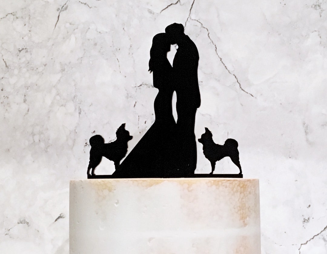 2 Papillons Wedding Cake Topper, Silhouette Cake Decoration With Bride ...