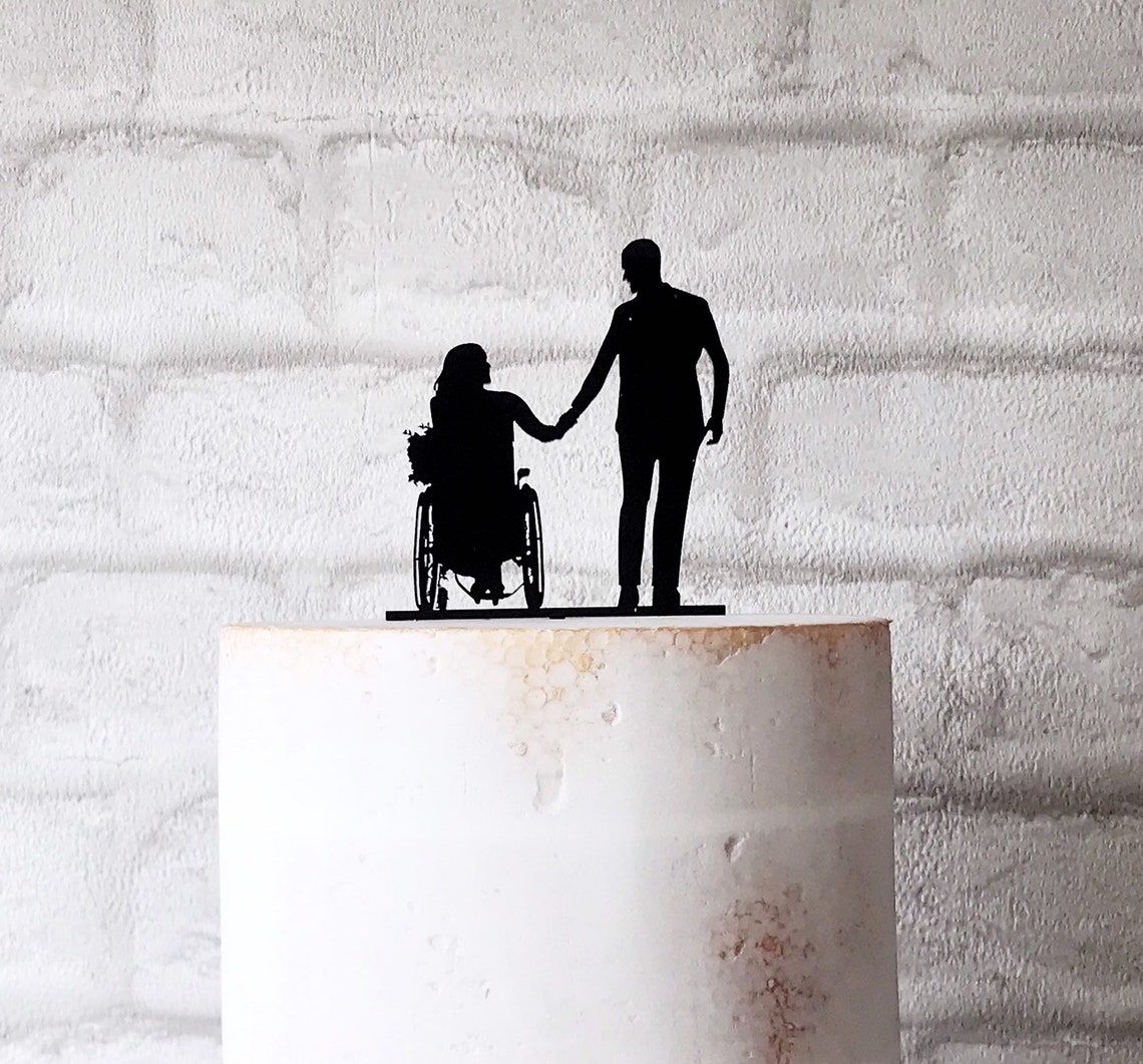 Wheelchair Silhouette Wedding Cake Topper Acrylic Decoration - Etsy UK