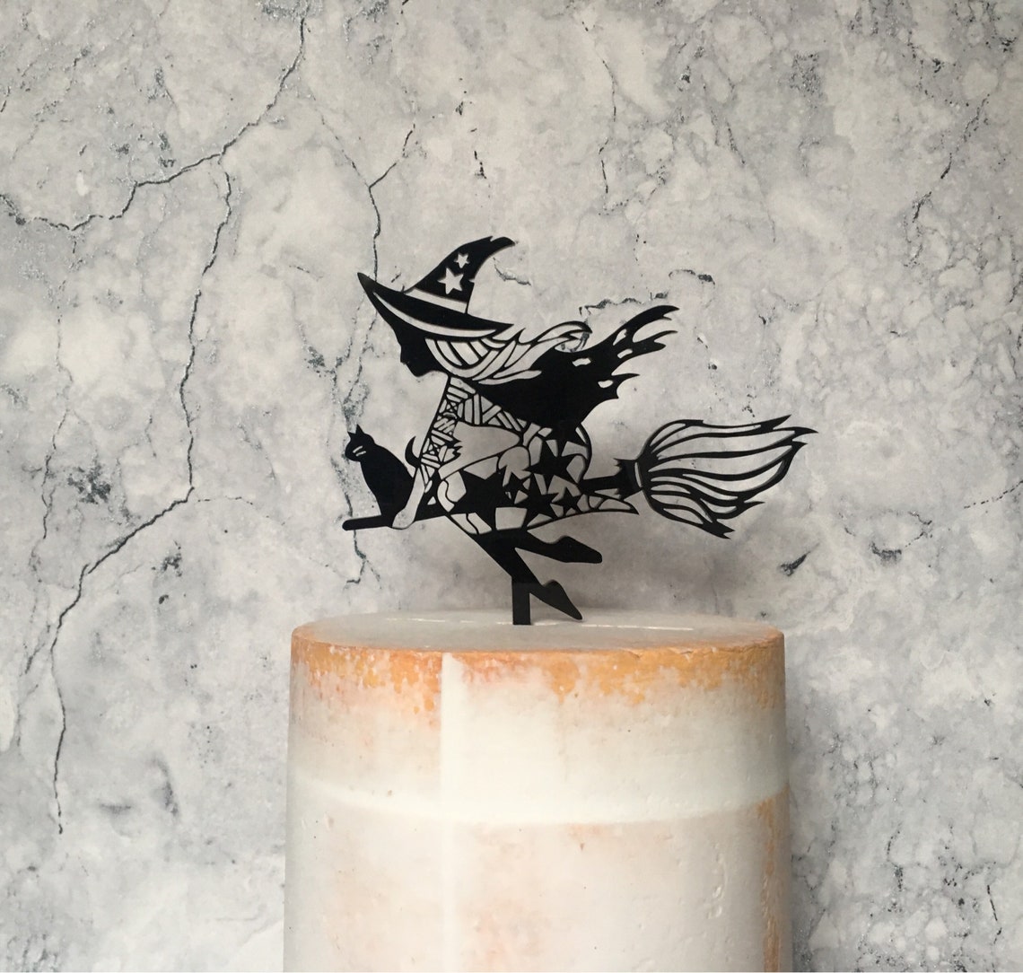 Witch Birthday Cake Topper Flying Witch Cake Topper Witch on - Etsy UK