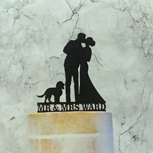 Springer Spaniel Wedding Cake Topper: Bride, Groom & Dog Silhouette - Etsy