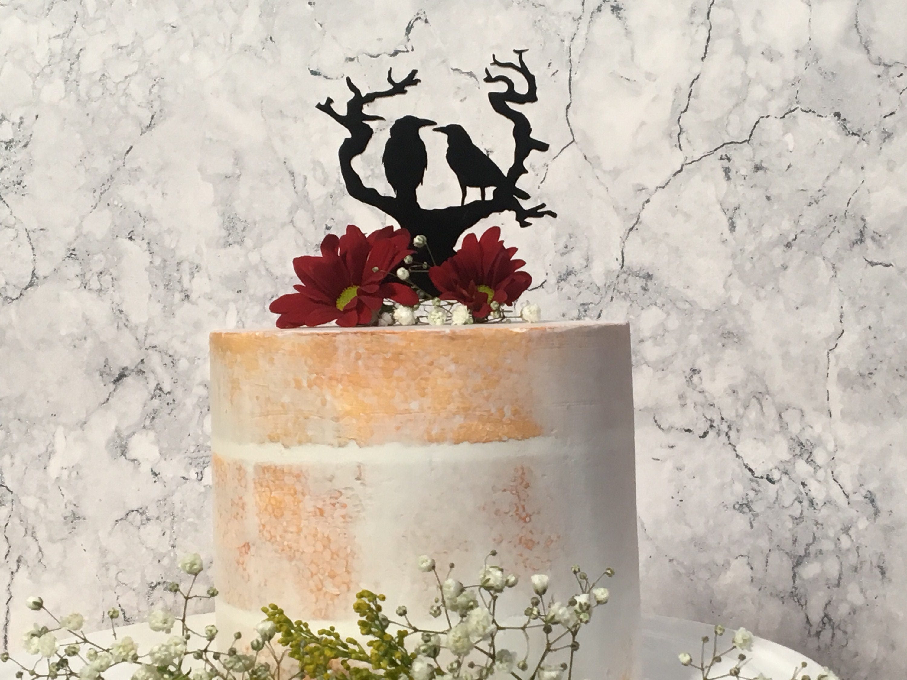 Raven Wedding Cake Topper, Gothic Cake Decor, Halloween Decoration ...
